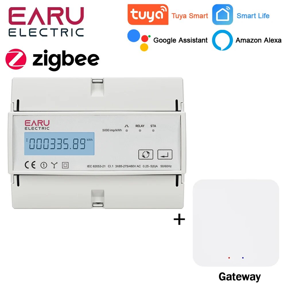 Энергосчетчик EARU Tuya WiFi ZigBee трехфазный ZigBee with Hub