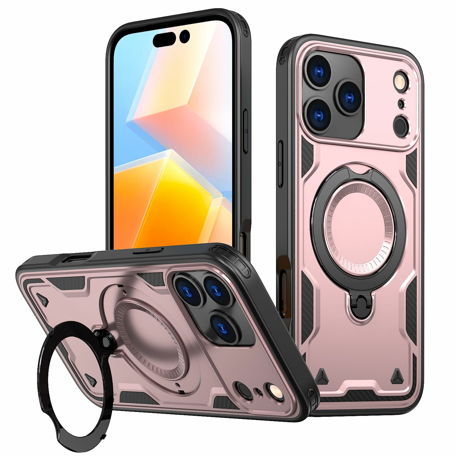 Чехол бронированный для Apple iPhone 17 Pro, противоударный, Поддержка MagSafe, с подставкой для живого видео