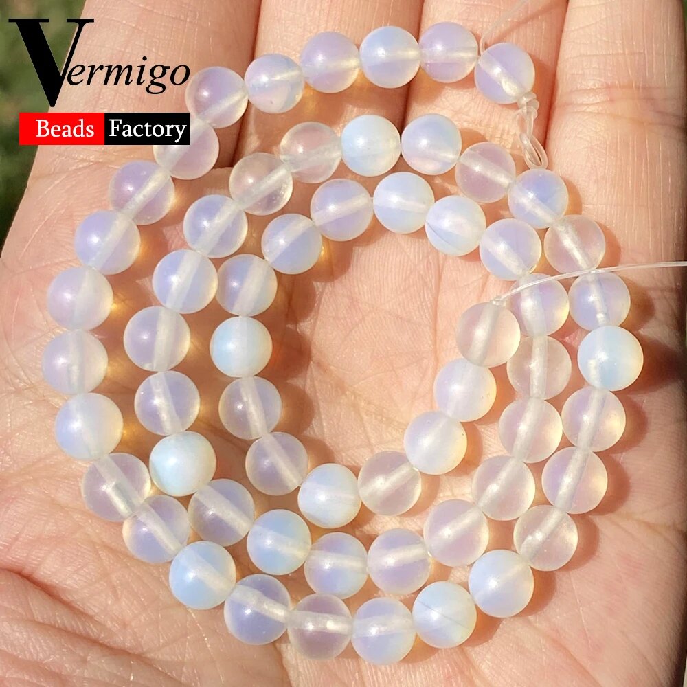 Матовые бусины Vermigo из натурального камня 4-10 мм 4mm 88 to 91pcs, White Opal