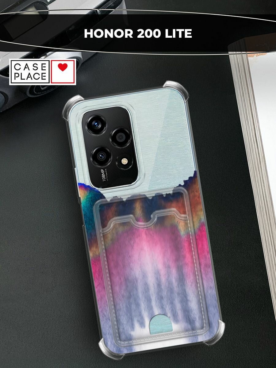 Чехол на Honor 200 Lite (Хонор 200 Лайт) с картой и принтом Акварельная абстракция