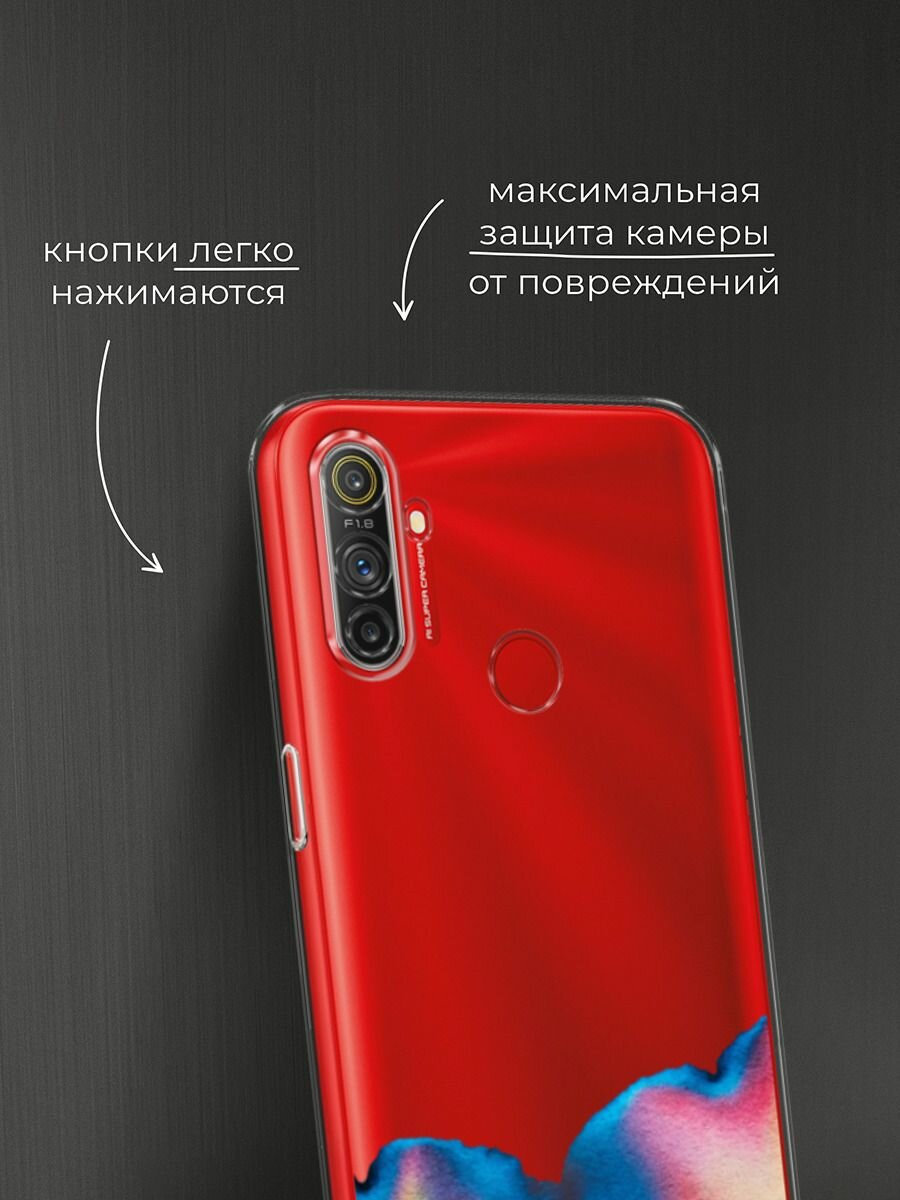 Чехол на Realme C3 / Реалми C3 с принтом Акварельное сочетание, прозрачный — фото 1