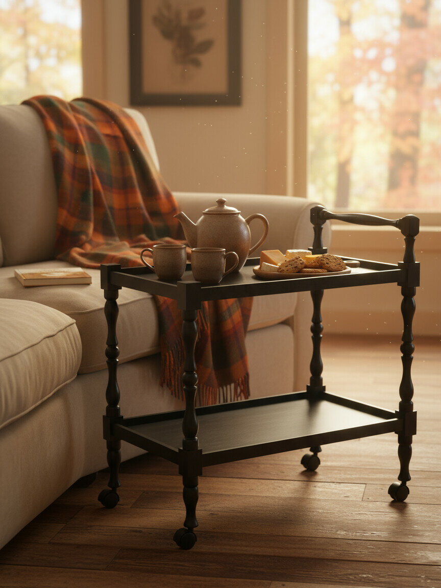 Стол сервировочный Мебелик Бридж на колесиках, журнальный, с полкой венге