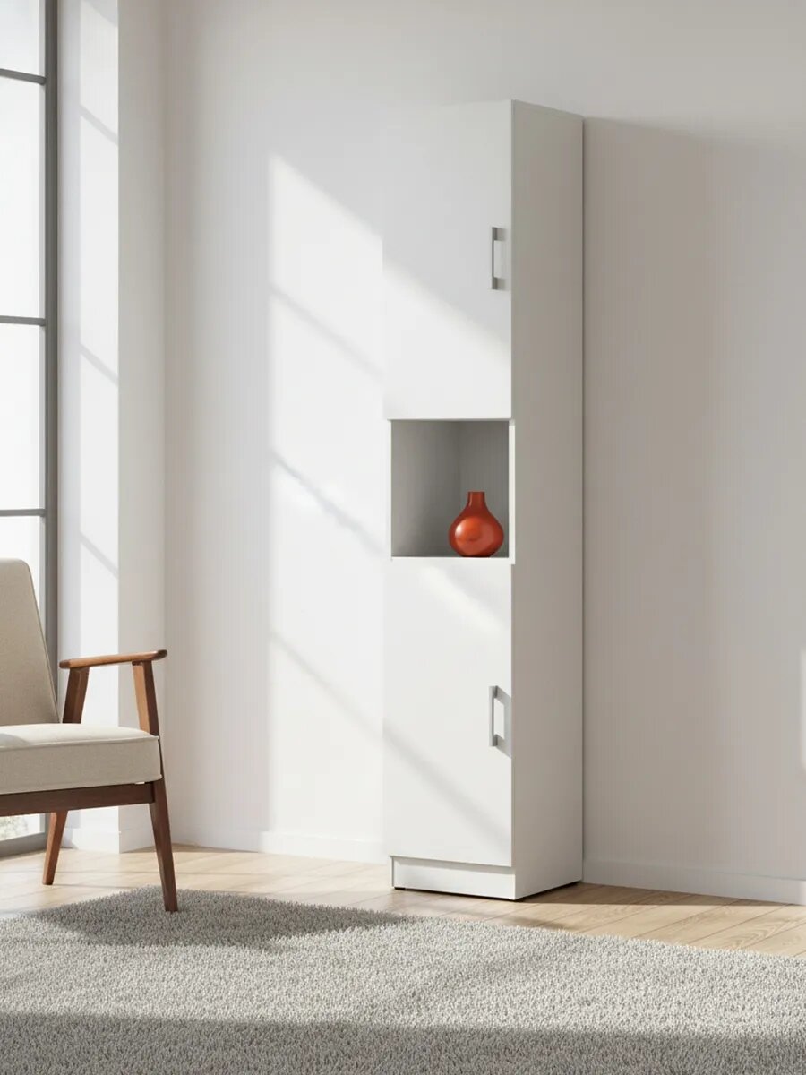 Шкаф пенал FRESTER распашной деревянный с полками для одежды, от производителя