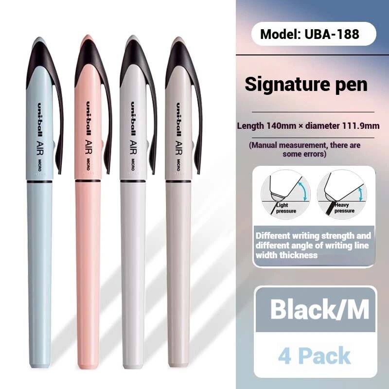 Гелевая ручка uni-ball AIR UBA-188, черное золото, черная технология, офисная ручка для бизнес-вывесок, высокое качество, быстросохнущие, чернила для свободного управления