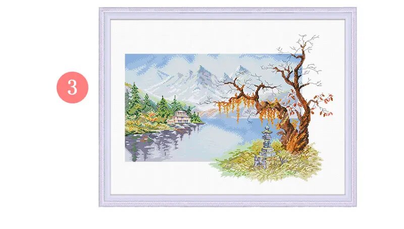 Набор для вышивки крестом Fishxx G1031 Архитектура в классическом китайском стиле Три озерные павильона