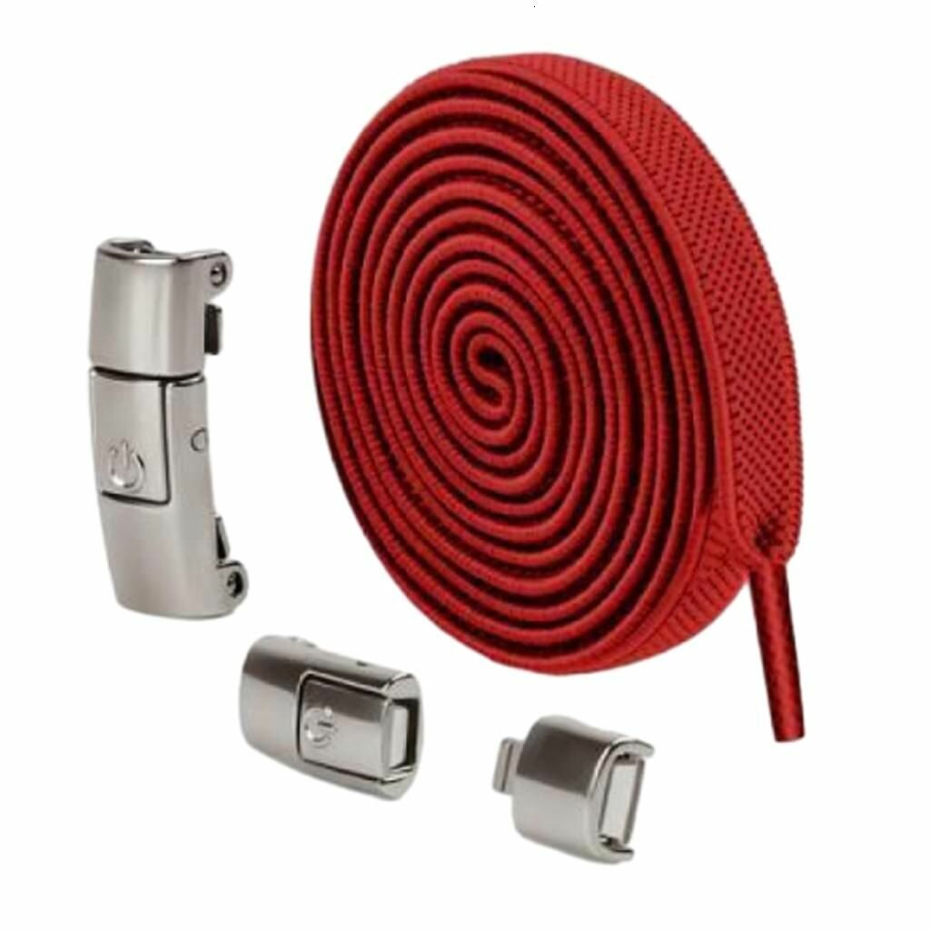 Шнурки для кроссовок с металлической пряжкой, красный