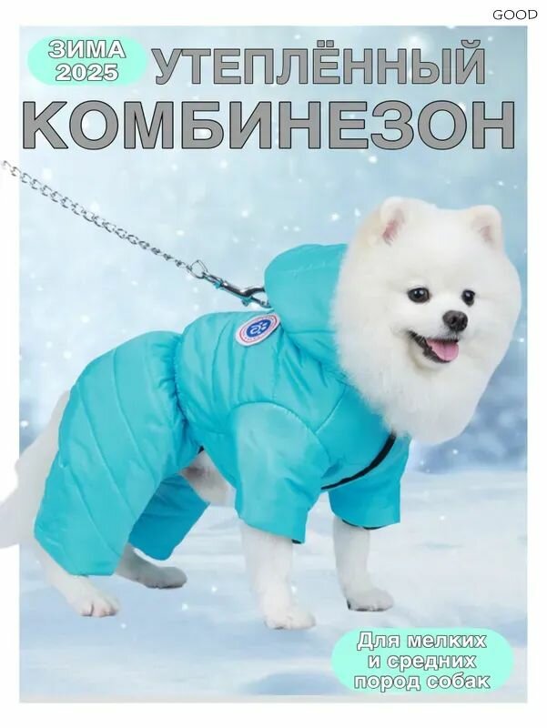 Комбинезон для собак мелких и средних пород, зимний, одежда для собак, унисекс, бирюзовый, 3XL