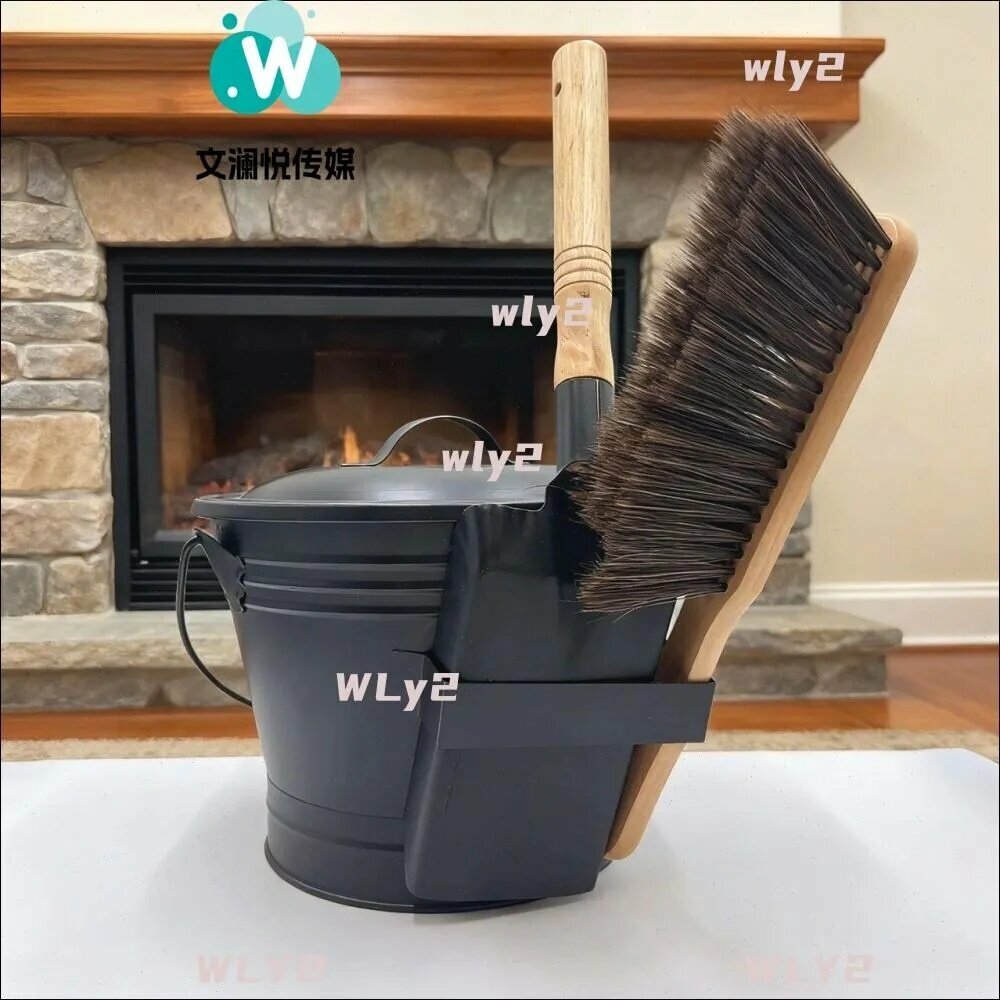 Набор аксессуаров для камина 3 в 1: совок, кочерга, ведро металлическое с крышкой для золы и углей