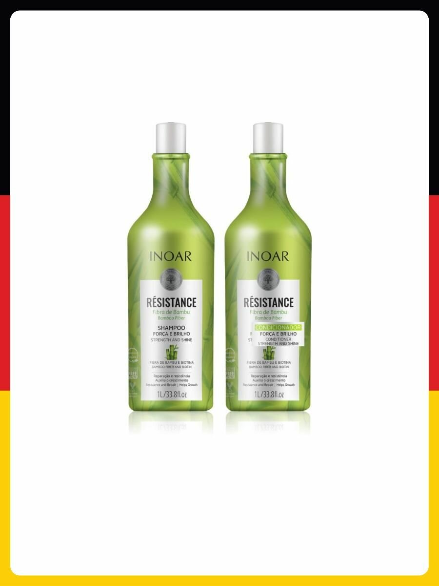 Косметический набор для волос INOAR Resistance Bambu Set for brittle and damaged hair, 2х1000 мл