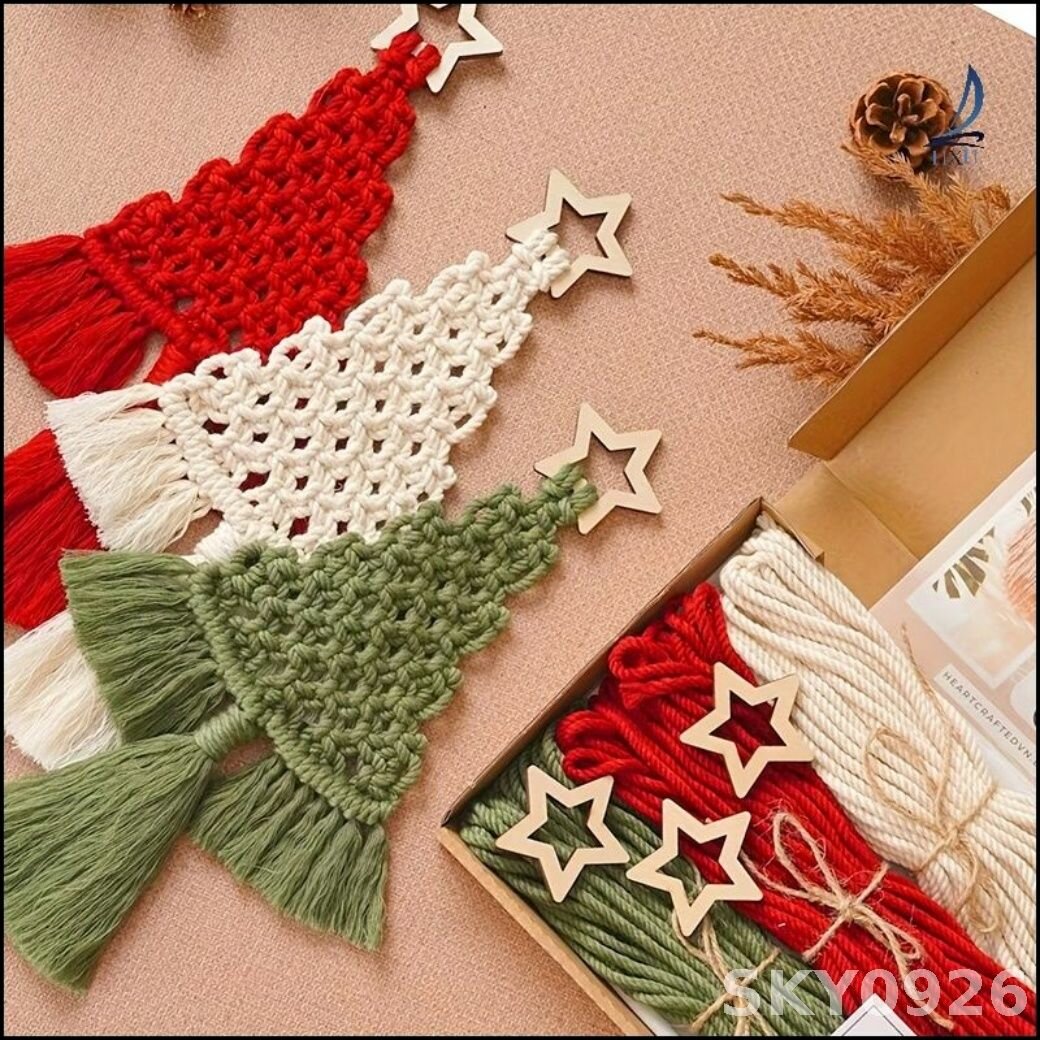 Набор макраме для макраме рождественской елки 3 шт, стартовый набор для рукоделия рождественской елки для взрослых и детей своими руками