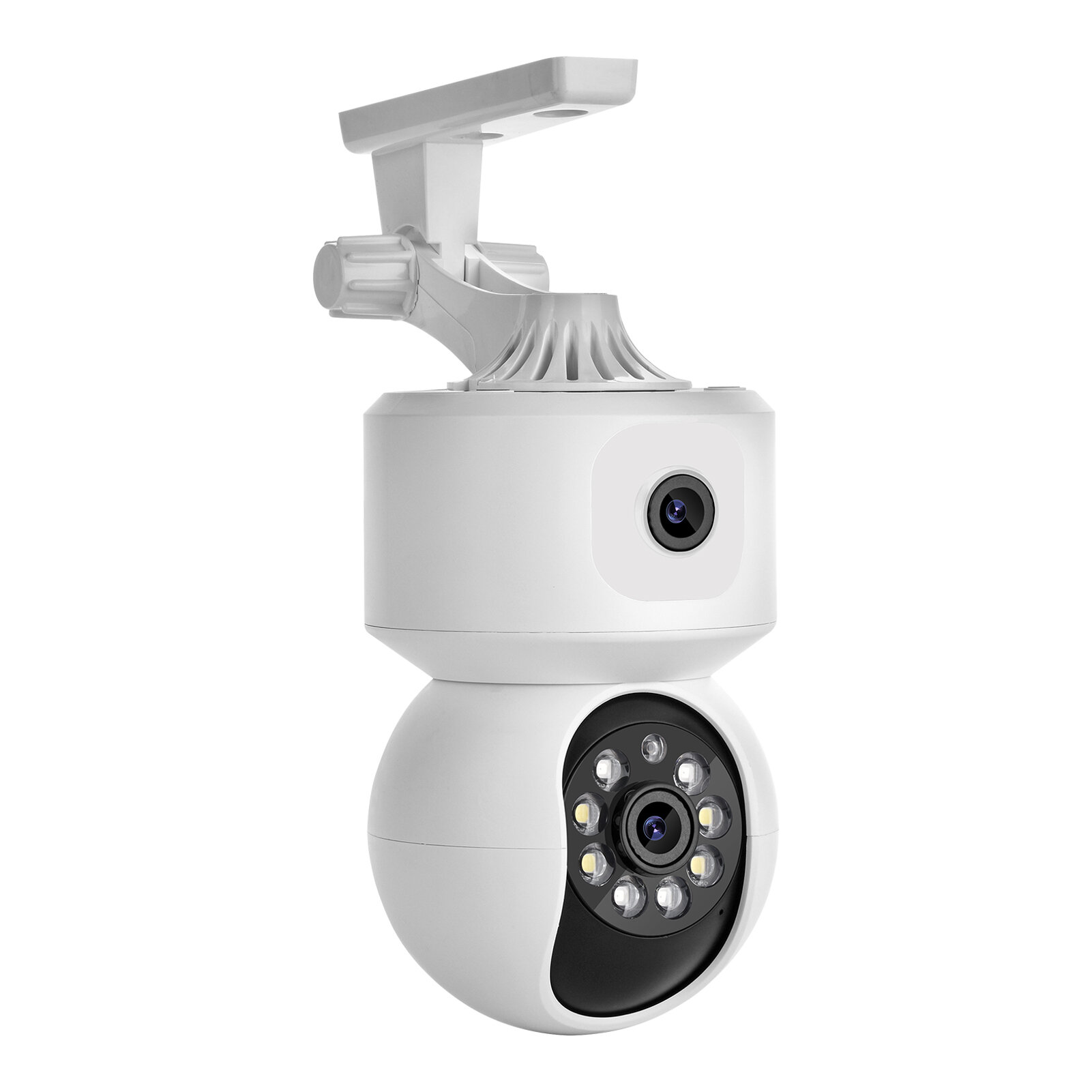 Камера видеонаблюдения беспроводная 1080P HD WiFi 3MP с панорамированием и наклоном, трекингом движения 360°, ночным видением ИК, двусторонним аудио, поддержкой приложения, Bluetooth, совместима с Android, белый цвет, разрешение 1080P, пиксели 3MP,