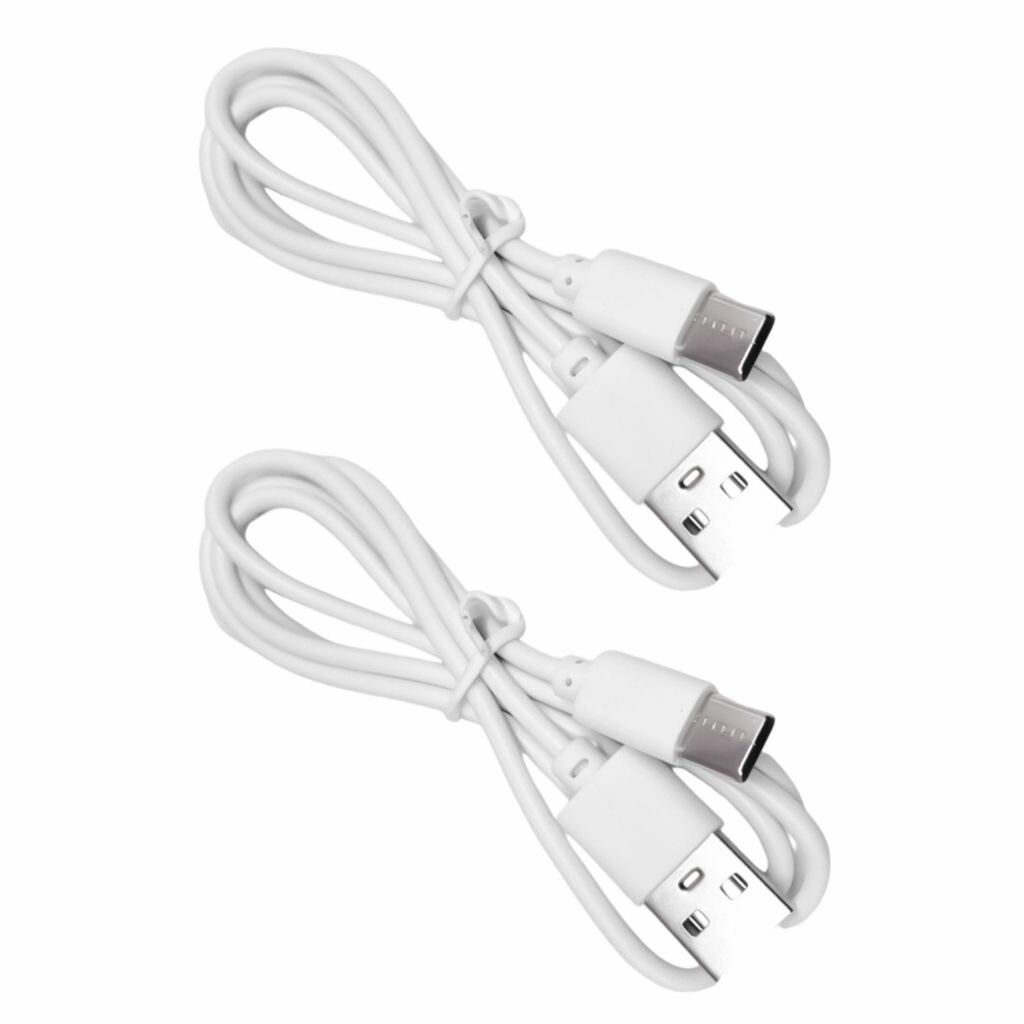 2 кабеля для передачи данных TypeC универсальный плоский USB-порт для нескольких устройств 1A для быстрой зарядки длиной 1 м-белый