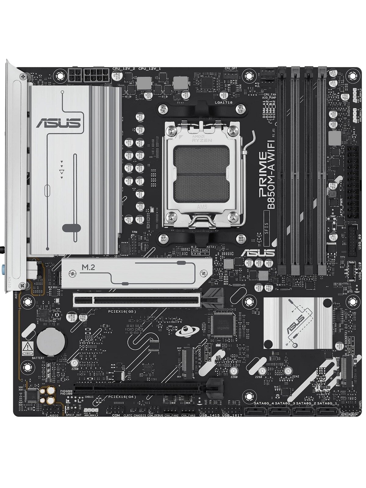 Материнская плата ASUS PRIME B850M-A WIFI (mATX, B850, 4хDDR5, 3хM.2, 2хPCIe, 1хHDMI, 2xDisplayPort)