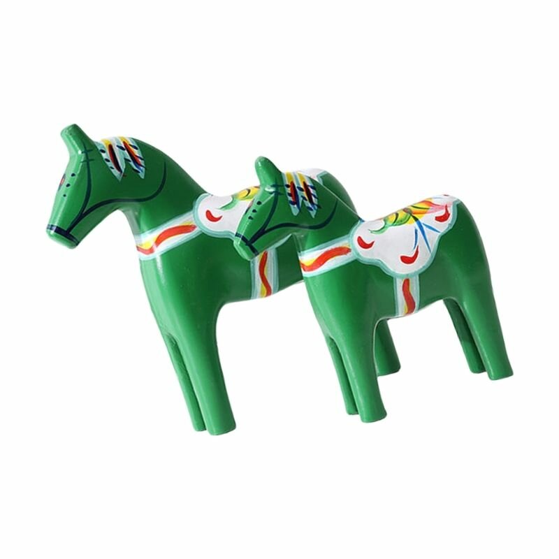 Украшение домашней гостиной с росписью "Счастливый троянский конь" -пара зеленых троянских коней