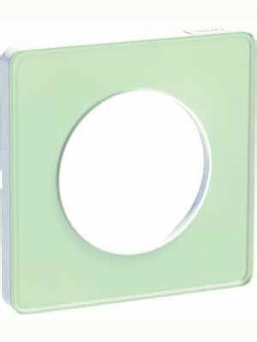 Рамка Schneider Electric Odace S52P802S, 1 пост, зеленый лед, белая вставка