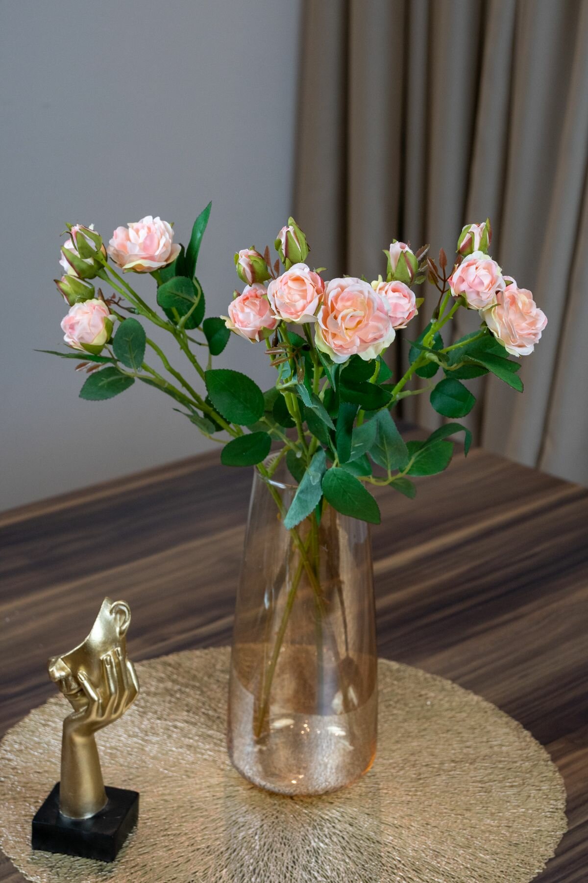 Искусственные цветы для декора флористические премиум Роза кустовая розовая 3 ветки 37 см