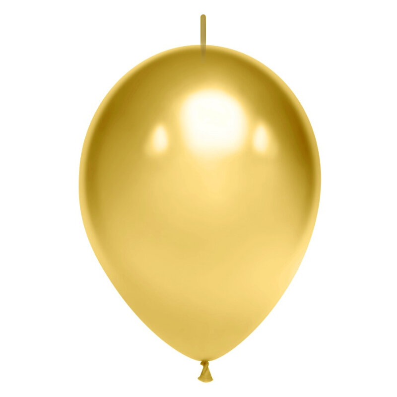 Воздушные шары Дон Баллон 10', 25 см, линколун, золото, хром, 50 шт
