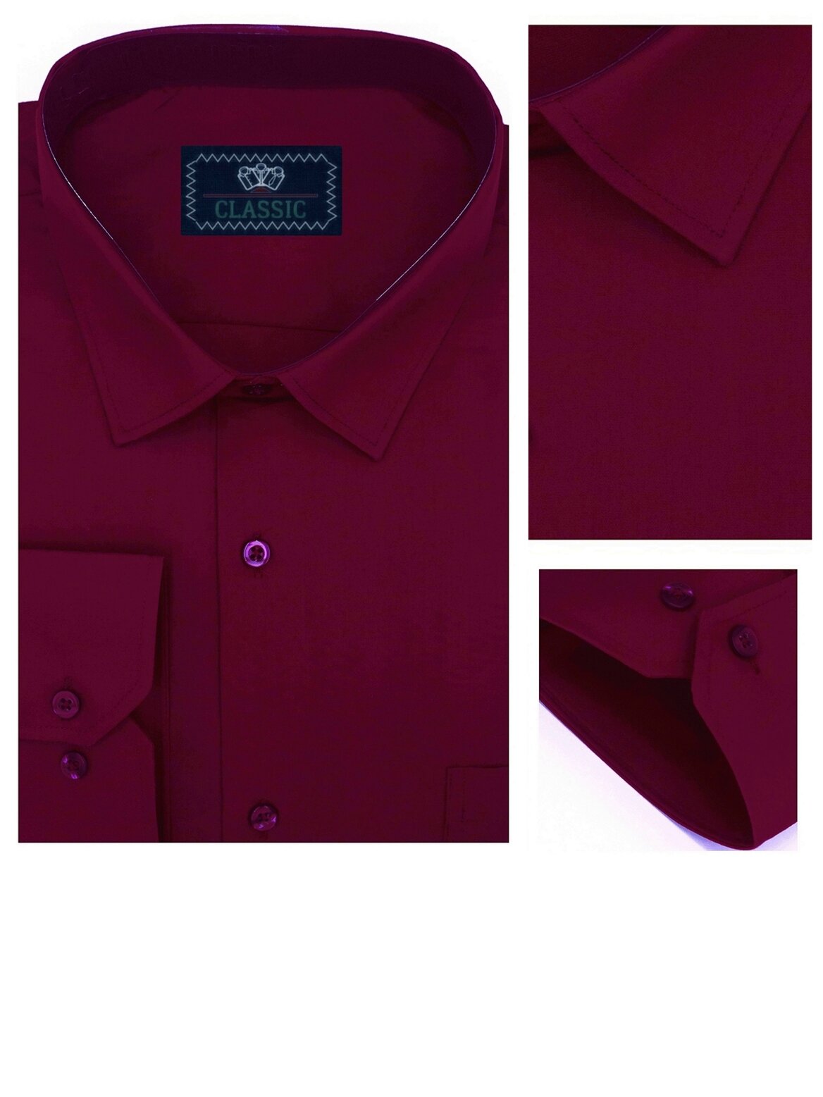 Рубашка Мужская рубашка с длинным рукавом прямая классическая, темная сорочка на пуговицах, рубаха на любой сезон, бордовая однотонная, с карманом, на любой сезон и на лето рубашка