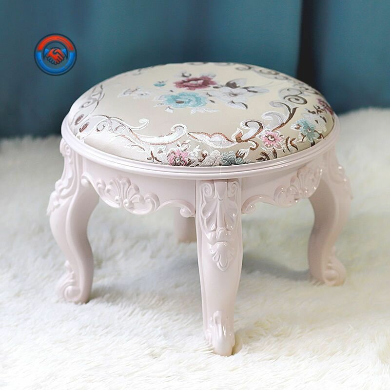 Круглый дизайнерский табурет из велюра, европейский пуф без спинки для туалетного столика, прихожей, спальни и гостиной, мягкий стул-банкетка в классическом стиле