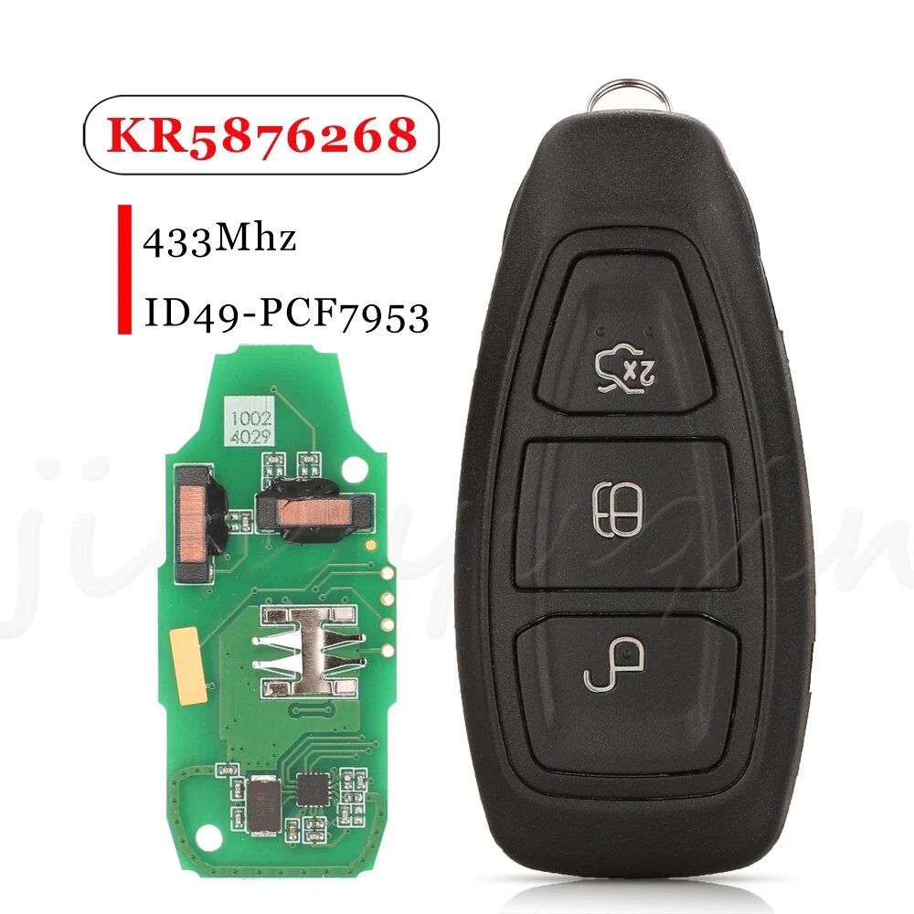 Умный Автомобильный Ключ-брелок Jingyuqin С 3 Кнопками, 434 МГц, Чип ID49 PCF7953 Для Ford Grand C-Max, Focus, Kuga, Fiesta 2.