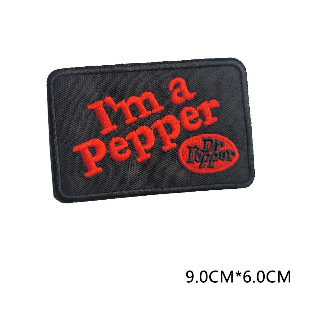 Нашивка "I'm a Pepper" Dr Pepper, черная, 9.0x6.0 см