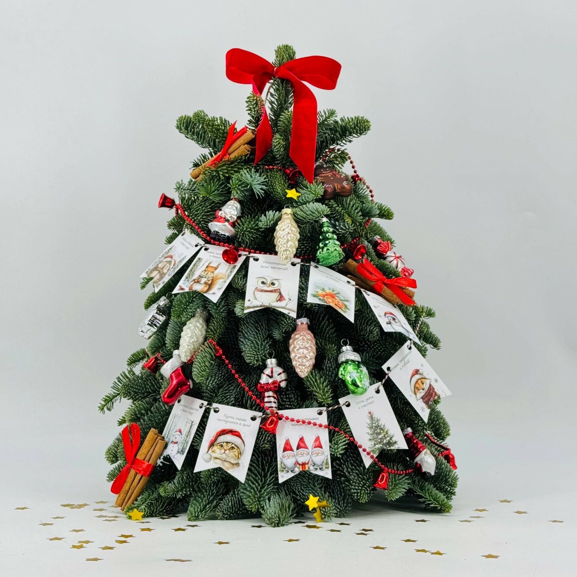 Новогодняя ёлочка 50 см ручная работа из веток живого нобилиса. Новогодний декор. Ретро ёлка в стиле СССР