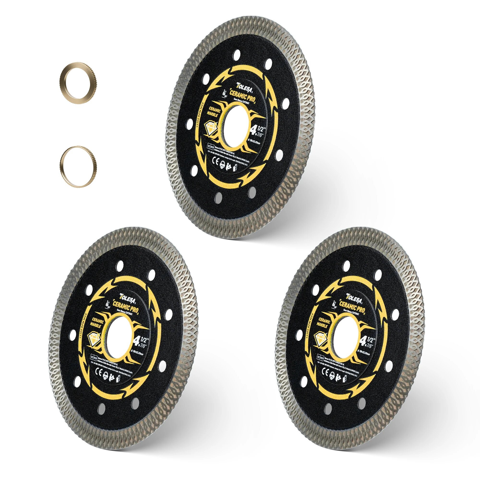 TOLESA 115 мм сверхтонкое полотно для плитки, 3 шт, алмазные пилы для угловой шлифовальной машины, фарфоровый алмазный диск с переходным кольцом 20 мм и 16 мм
