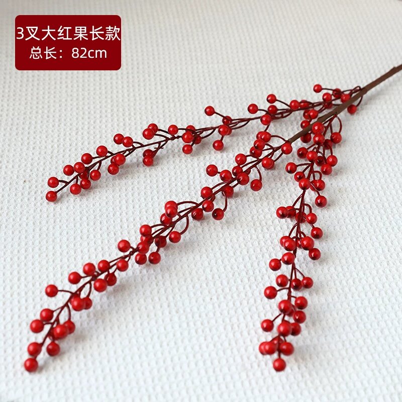 Красные фрукты, фрукты, акация, красная фасоль, искусственный цветочный букет, эвкалипт, лист гинкго, цветочная