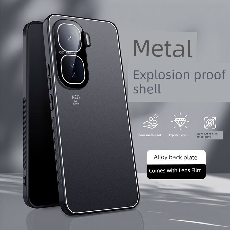 IQOO Neo10 Pro Премиальный чехол для смартфона с алюминиевой задней панелью и встроенной защитой линз, ледяной