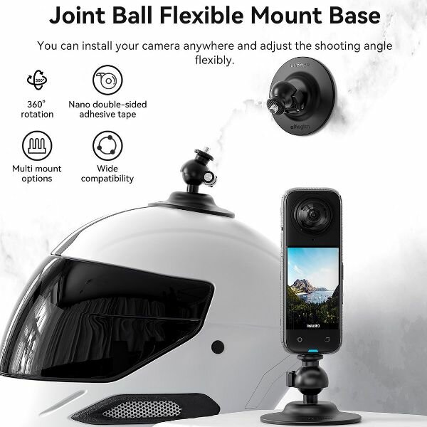 Flexible Adhesive , Гибкое клейкое крепление на шлем с шарниром 1/4 Insta360 X4/X3, Dji Pocket 2/3