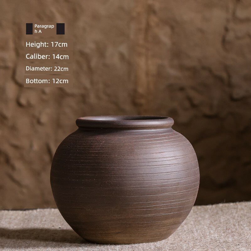 Винтажная деревенская керамическая ваза в японском стиле Дзен, глиняный горшок ручной работы, китайский стиль, для