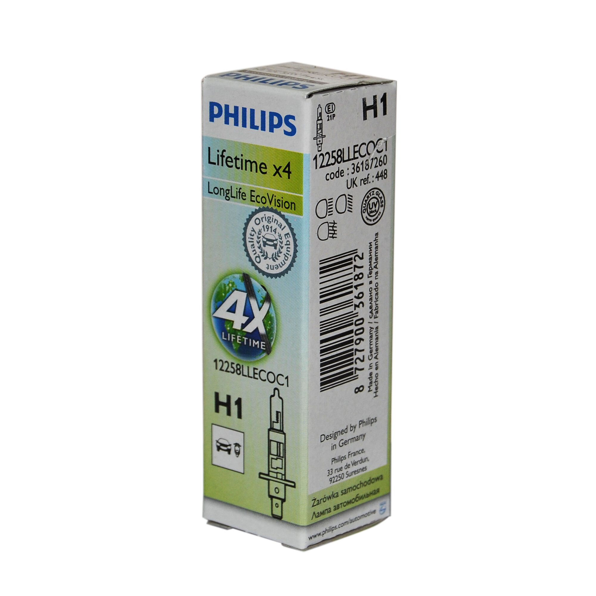 Лампа 12V H1 55W PHILIPS Longerlife Eco Vision 1 ш