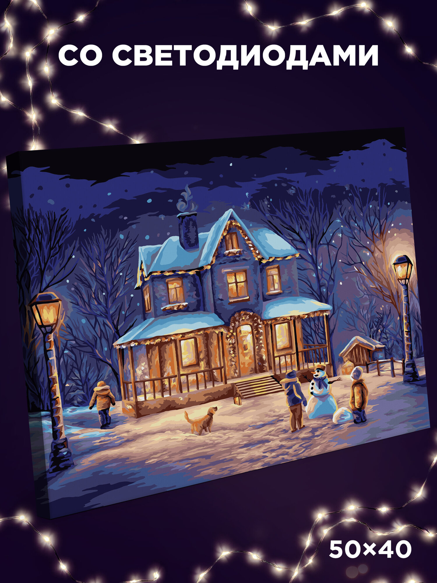 Картина по номерам со светодиодами с холстом на подрамнике светящаяся "фрея" 50х40 см "Предвкушение чуда" PNB/PLDD-179