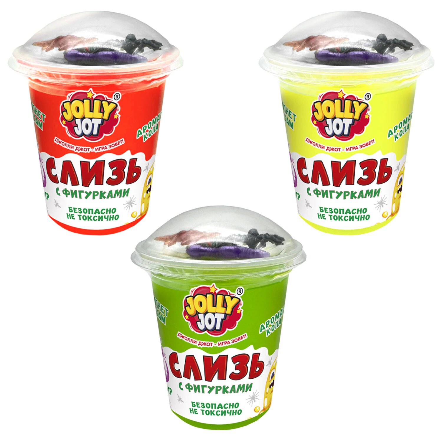 Слайм Слизь с фигурками, насекомые, 200 г, ассорти 3 вида, JOLLY JOT (джолли джот), 666664 (упаковка 6 шт.)
