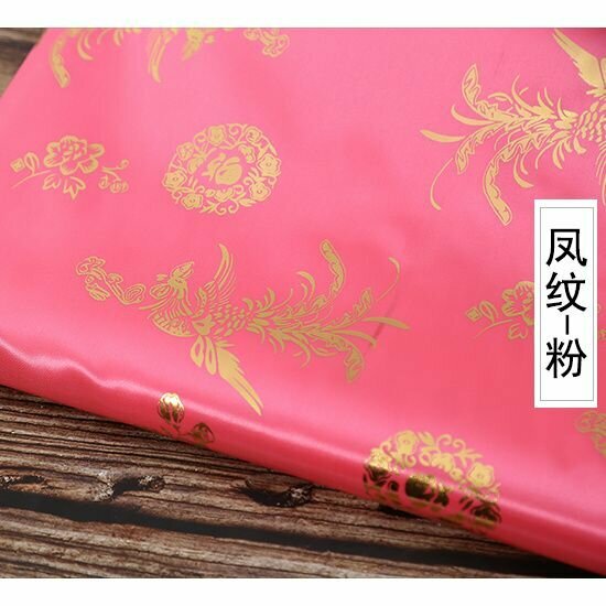 Красная и желтая ткань с узором дракона и феникса, золотое тиснение для покрытия статуи Будды, скатерти, яркая атласная ткань, золотисто-желтая ткань