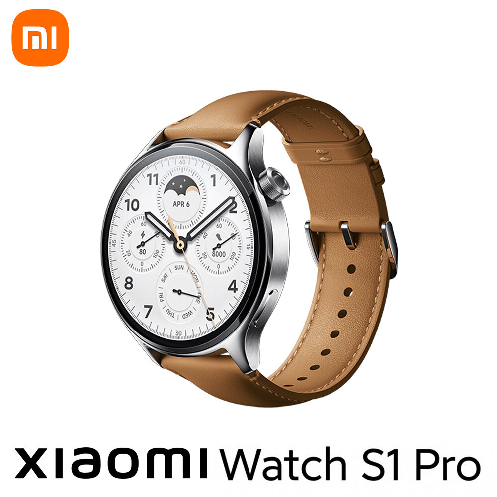Xiaomi Watch S1 Pro Умные часы для спорта 1.47 дюйма AMOLED дисплей 5ATM водонепроницаемость Быстрая зарядка 100+ спортивных режимов Мониторинг кислорода в крови Длинное время работы аккумулятора Черный корпус из нержавеющей стали (черный ремешок из
