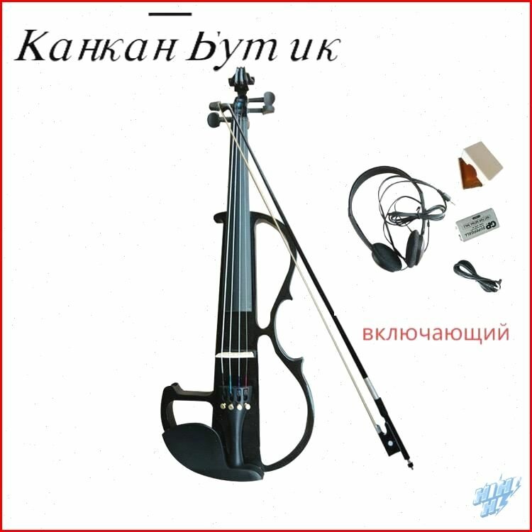 Электроскрипка 4/4, подходит для начинающих, черная