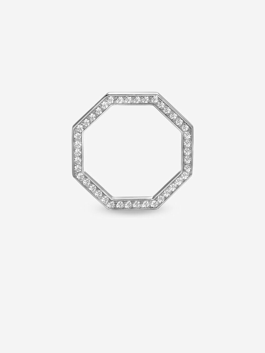 Кольцо тонкое FLEUR DE NEIGE JEWELRY, серебро, 925 проба, родирование, фианит, размер 17, серебристый — фото 1