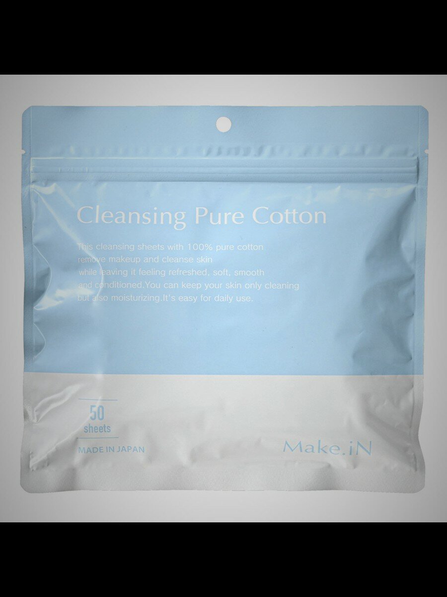 MAKE.IN CLEANSING PURE COTTON, Очищающие салфетки для кожи лица 50шт 350 мл