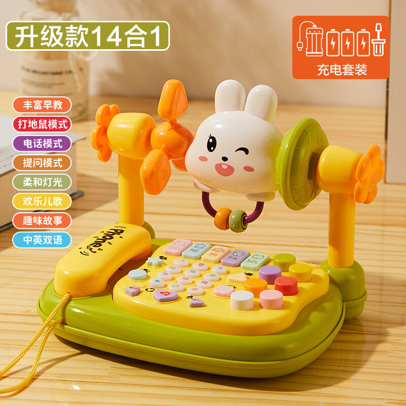 Детская игрушечная телефонная трубка, обучающая, раннее обучение, симуляция, жевательная, для детей от 8 до 12 месяцев, для 1 года, музыкальный стационарный телефон