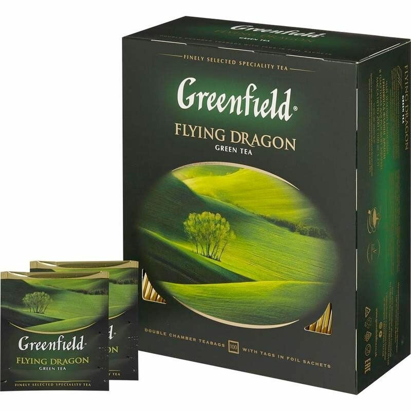 Зеленый чай Гринфилд Greenfield Flying Dragon 100 пакетиков