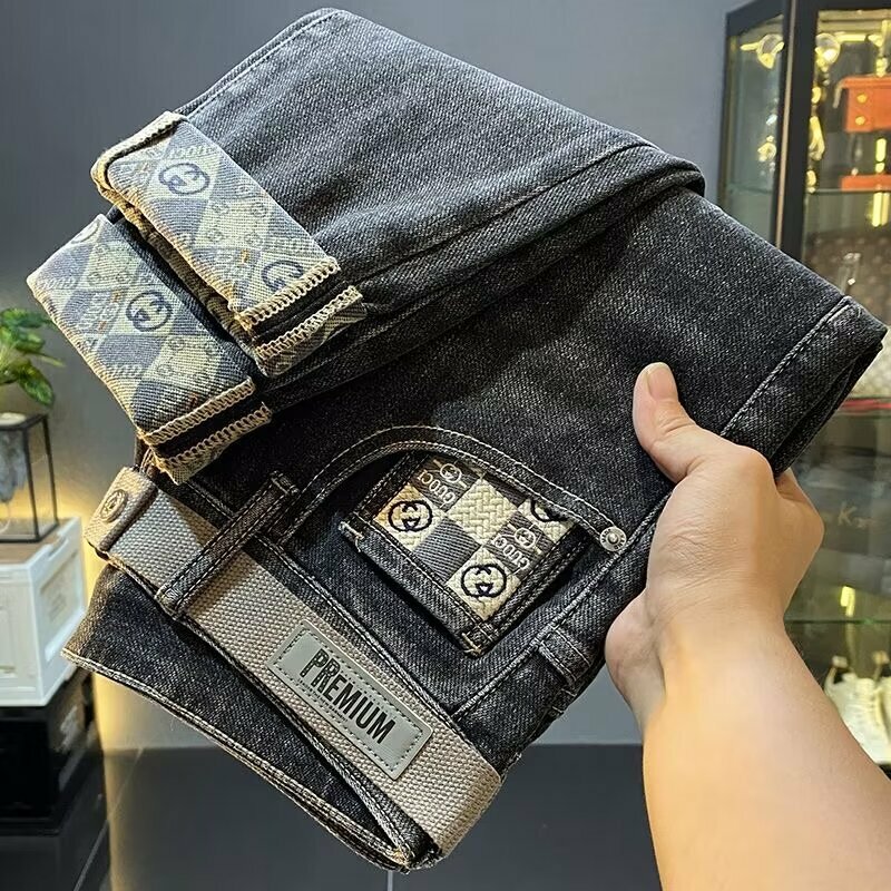 JYL Джинсы Мужские Кроpped Летние Эластичные Узкие Стильные Непринужденные Премиум Деним, Размер_29