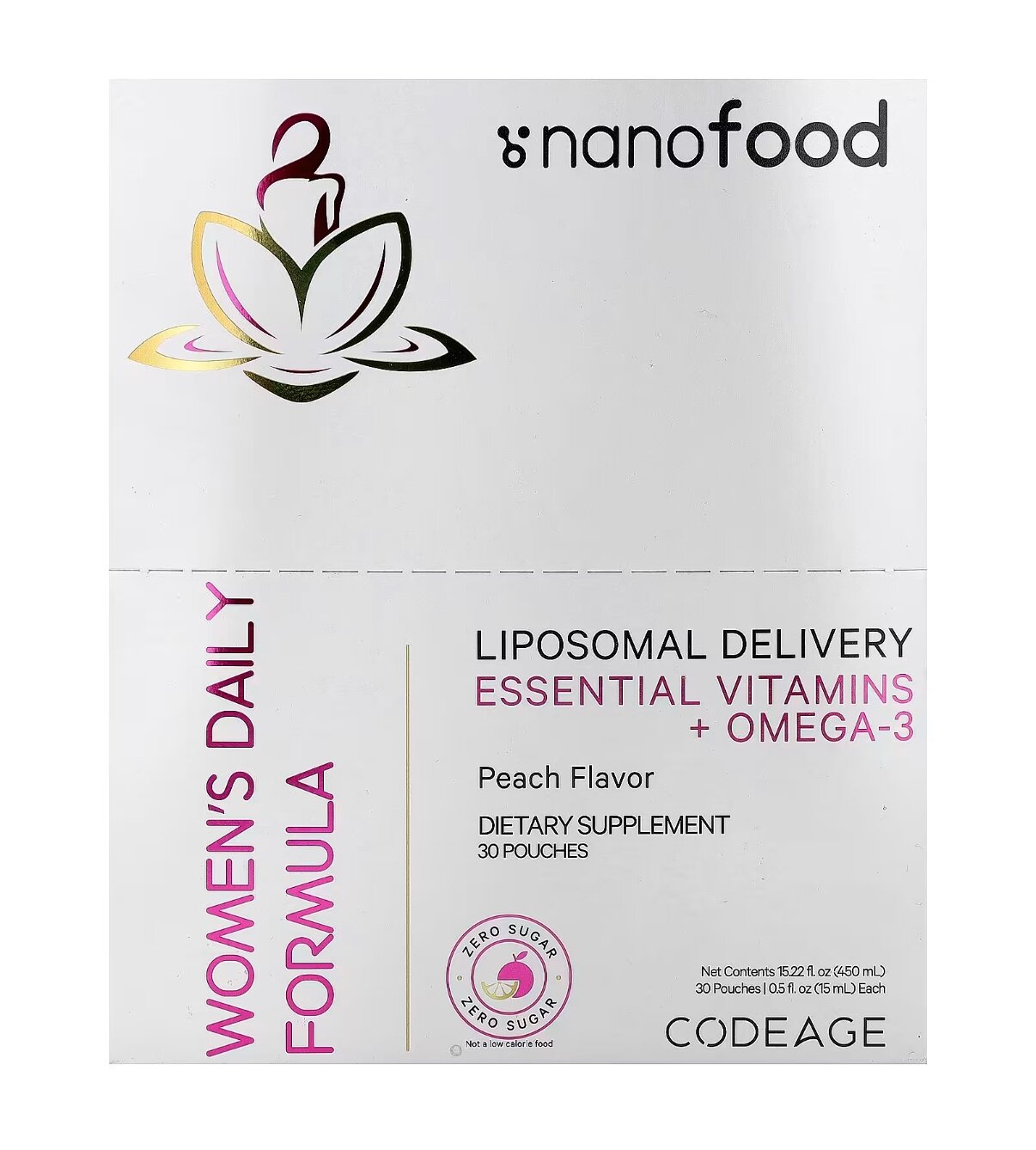 Codeage Nanofood женский комплекс витаминов в липосомальной форме с нежным вкусом персика 30 шт