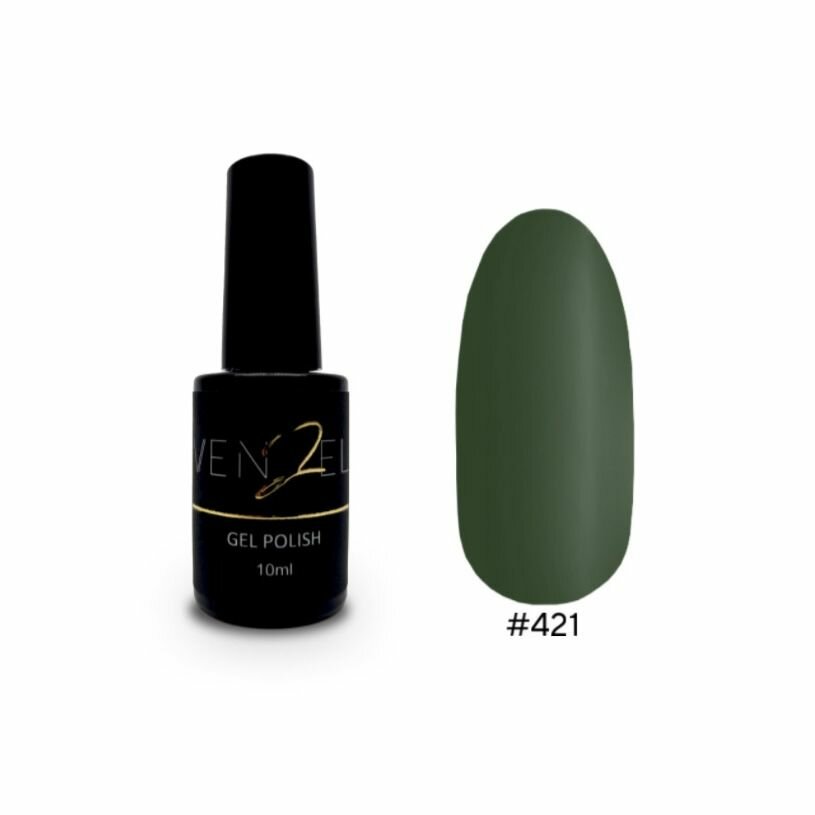 Venzel-421 зеленый гель-лак для ногтей плотный 10ml