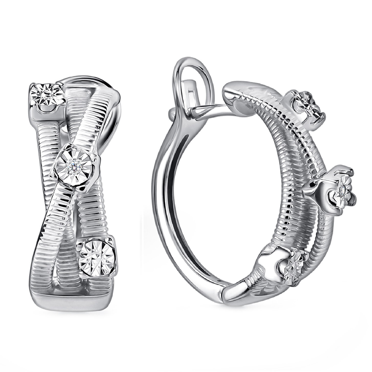 Серьги, серебро, 925 проба, бриллиант
