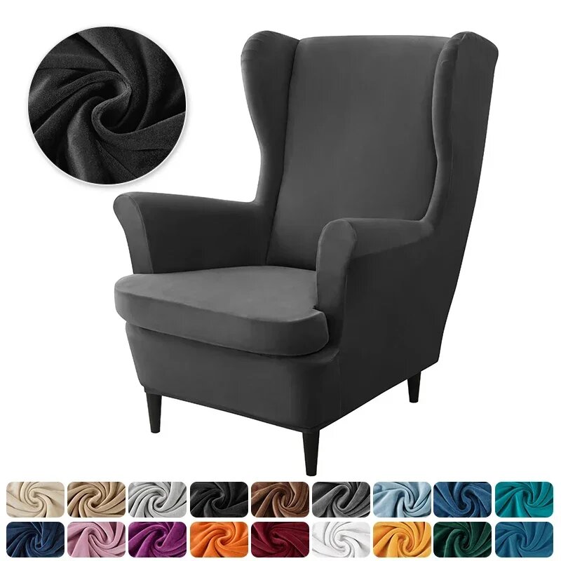 Бархатные чехлы на стулья Yupartex Черный, Black WingchairCover