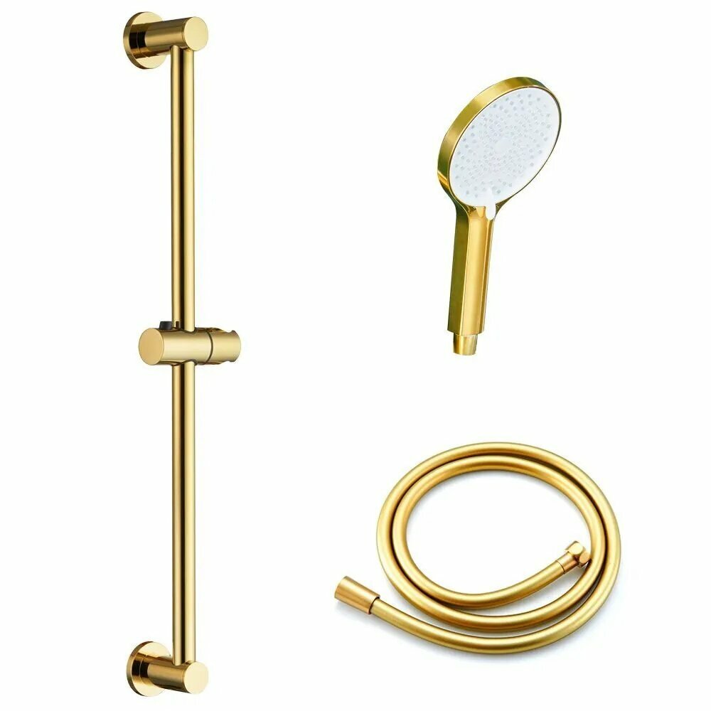 Стойка для душа, Robern, Штанга душевая с регулируемым держателем полным прилеганием к стене Стойка для душа(без шланга и лейки) нержавеющая сталь, Блестящее золото