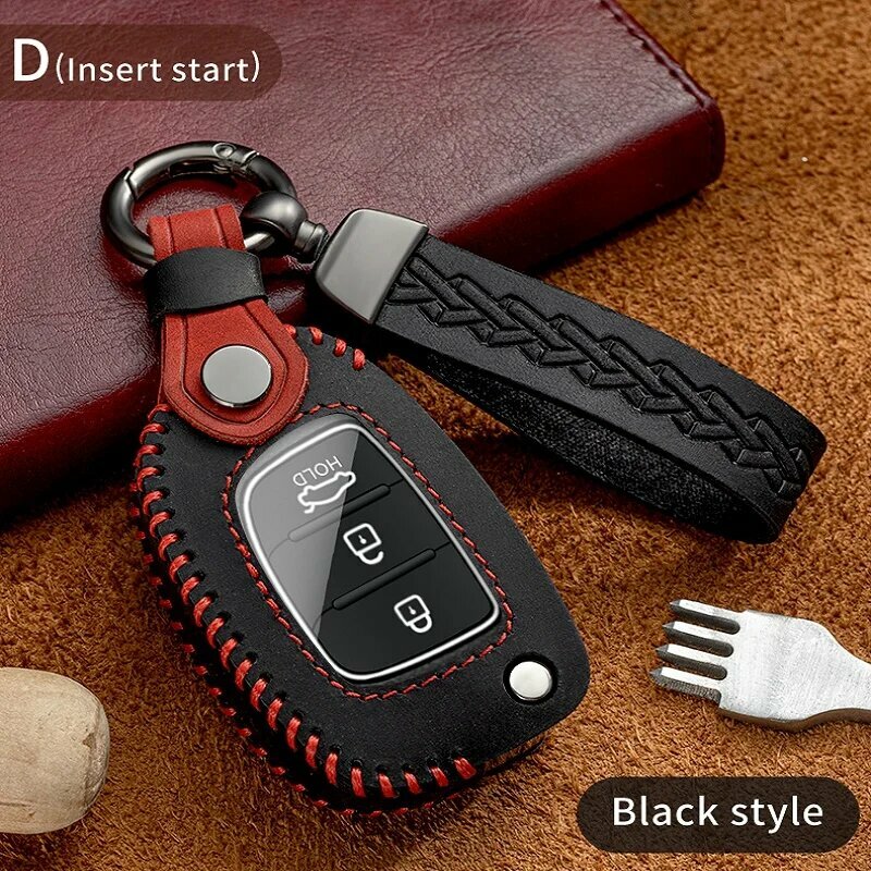 Кожаный Автомобильный чехол Crazy Horse с дистанционным управлением для Hyundai Tucson Santa Fe Rena Sonata Elantra Creta Ix35 Ix25 i10 i30 i40