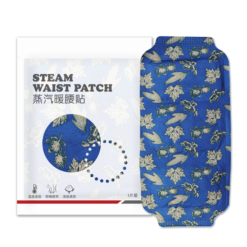 Мугворт травяной тепловой пластырь для поясницы с синим цветочным дизайном 1 шт. в пакете