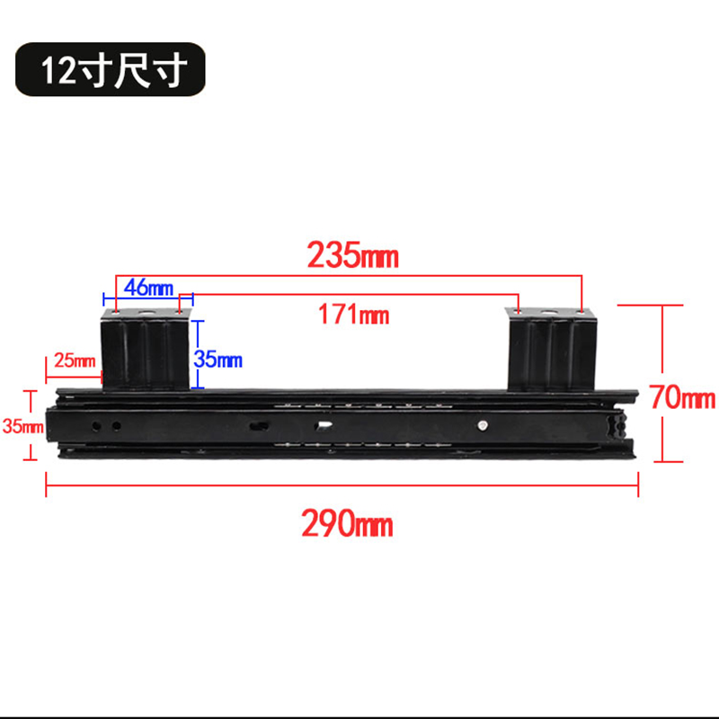 Короткий поднос для клавиатуры, потолочный монтаж, трехсекционный компьютерный стол, 10inch 12inch ящика, скользящая направляющая, фиксированная скользящая направляющая под столом